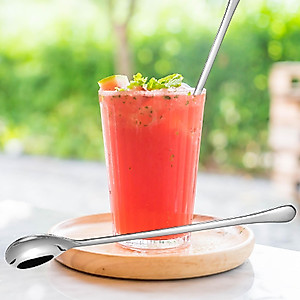 Coffee Spoon,4 Pcs Long Coffee Spoons for Coffee Bar,8-Inch Long Handle Iced Tea Spoon,Bar Spoon Cocktail Mixing Stirrers for Drink Silver (4, Silvery)