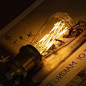 CREATE BRIGHT Vintage ST64 16W Dimmable Led Edison Bulbs 2700K Warm Light Bulbs Led Filament Light Bulbs for Chandeliers,E26 Base,4 Pack