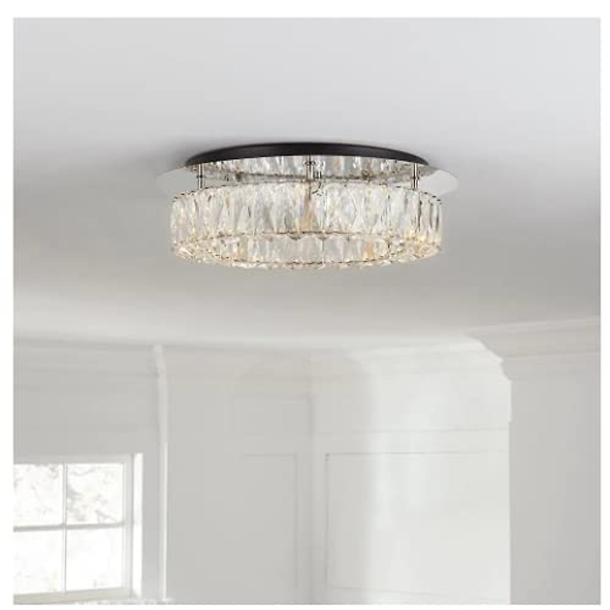 Keighley Crystal 100-Watt Polished Chrome Integrated LED Flush Mount