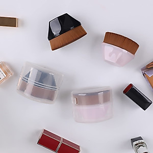 ENERGY Foundation Brush for Liquid Makeup Flat Top Kabuki Brush for Face Full Coverage Liquid Cream Foundation Contour Bronzer Setting Powder Blending Buffing with Brush Travel Case Pink