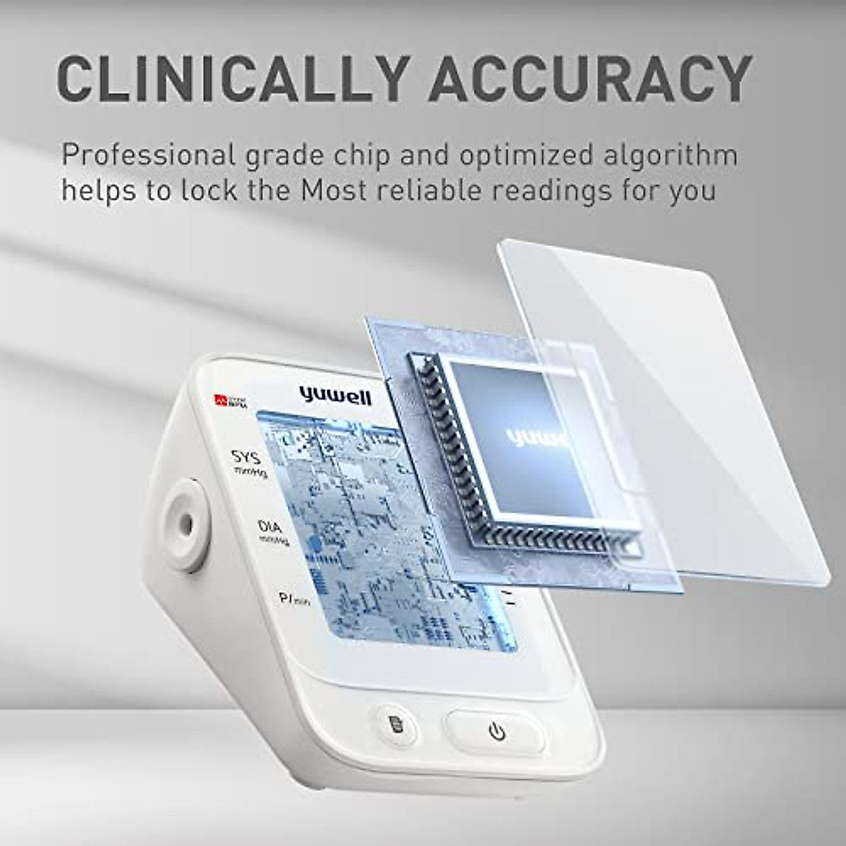 yuwell Blood Pressure Monitor, Extra Large Upper Arm Cuff, Digital BP Machine for Home Use & Pulse Rate Monitoring Meter, Automatic, Large Display, Voice Broadcasting with Power Adapter and Batteries
