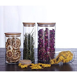 Glass Food Storage Jar Set of 2 (12 oz) BPA Free Clear Glass Canister with Airtight Seal Bamboo Lid Bulk Food Storage Containers for Cereal Tea Coffee Spice Sugar Cookies Nuts Candy