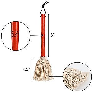 Hedume 6 Pack 12" BBQ Sauce Basting Mops, Roasting or Grilling Basting Mop, Cotton Fiber Head and Hardwood Handle, Grill Basting Mop for Barbeque, Marinade, Smoking Steak or Glazing