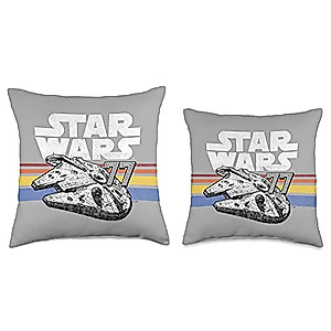 Star Wars Millennium Falcon Grey Retro Stripes 77 Throw Pillow