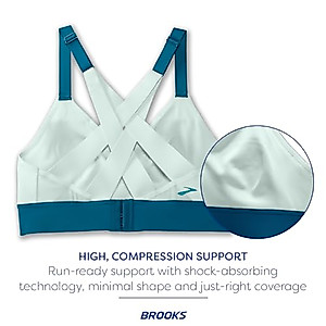 Brooks Women's Interlace Sports Bra for High Impact Running, Workouts & Sports with Maximum Support - Nile Green/Lagoon/Light Mint - 40 C/D