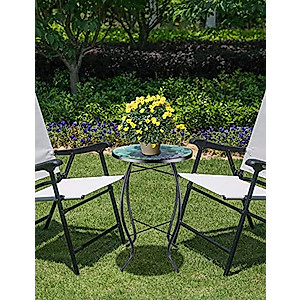 VCUTEKA Patio Side Table Outdoor Coffee Table Mosaic Accent Table Round Small End Table Bistro for Living Room Porch Balcony Backyard Garden Sunflower