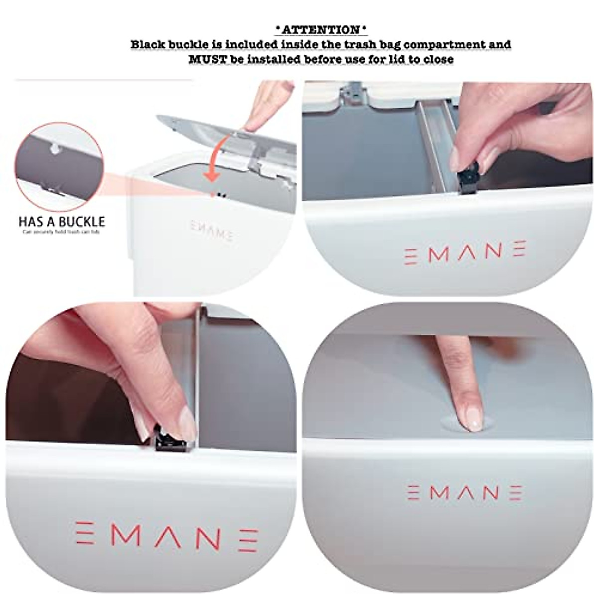 Slim Bathroom Trash Can with Attached Bag Reservoir - Modern 2 Layer Bathroom Trash Cans with Lids to Lock Odors In - Waterproof and Easy to Clean Small Trash Can with Lid - Trashcan for Your Bathroom