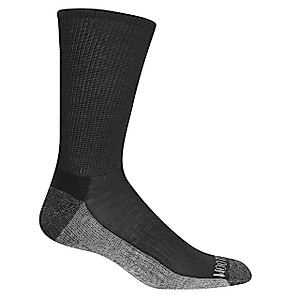 Fruit of the Loom mens Essential 6 Pair Pack With Cushion and Arch Support Casual Sock, Black, 6.5-12 shoe size and 10-13 socks size