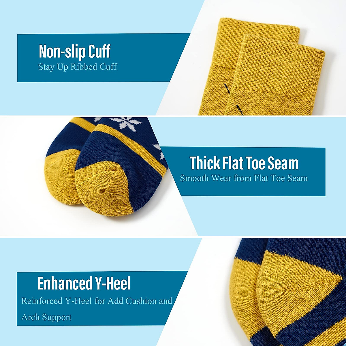 Lollisy Big Boys Ski Socks Kids Winter Warm Socks for Boys Girls Thick Thermal Skating Snowboarding Snow Socks 3 Pack Skiing 10-12 Years