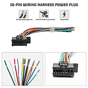 NuIth 16 Pin Pioneer Radio Stereo Wiring Harness Power Speaker Plug DVD Power Cord Replacement for Pioneer DEH AVH AVIC MVH FH SPH AVH4000NEX AVH-4100NEX AVIC-6100NEX