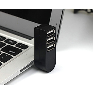 3 Ports USB 2.0 Rotatable HUB, USB to 3USB 2.0 Converter 90° 180° 270° Degree for PC Laptop Notebook Tablet (White)