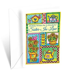 Birthday Card Sister-In-Law | Made in America | Eco-Friendly | Thick Card Stock with Premium Envelope 5in x 7.75in | Packaged in Protective Mailer | Prime Greetings