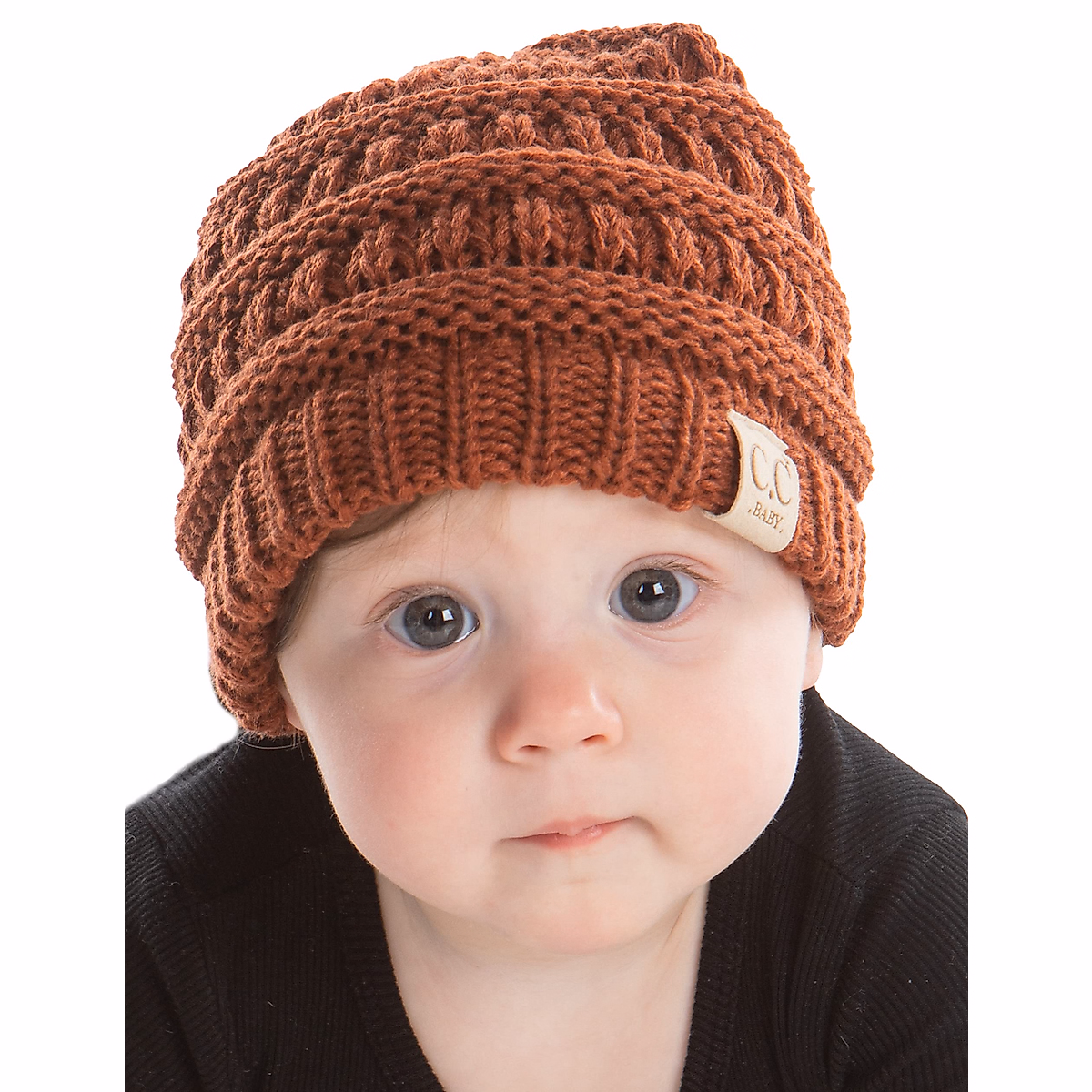 Funky Junque Beanie Infant Baby Skull Cap Hat (NO POM) - Rust
