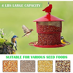 Metal Bird Feeders for Outdoors Hanging, Squirrel Proof Bird Feeder, 4 Lbs Large Capacity, Heavy Duty, 6 Perches, Supports Cardinals, Finch, Blue Jay,Sparrows and Outside Wild Birds
