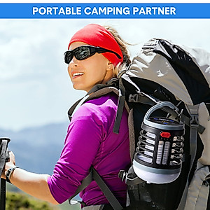 2 Pack 3 in 1 Bug Zapper USB Rechargeable Mosquito Killer Portable Waterproof Mosquito Repellent Outdoor Indoor LED Lantern Bug Zapper Camp Light SOS Emergency Light for Home, Backyard, Patio (Black)