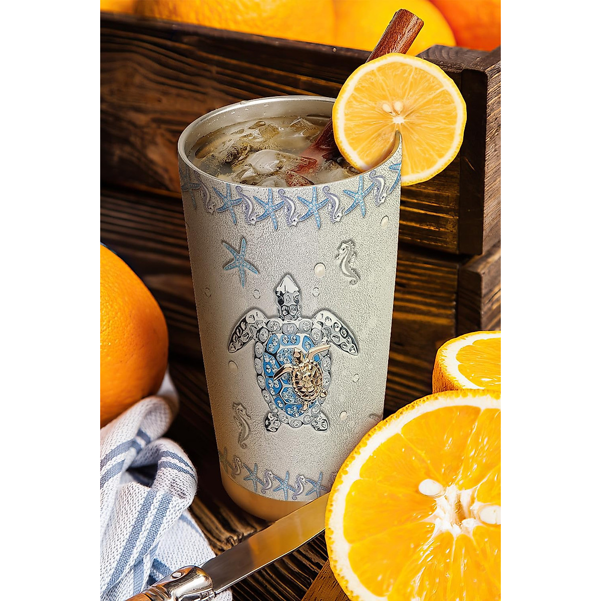 20oz Printed Jewelry Sea Turtle Tumbler, Gifts for Turtle Lovers, Ocean, Beach Gifts, Coffee Thermos for Women, Stainless Steel Double Wall Vacuum Insulated Coffee Mug, Travel Cup with Lid