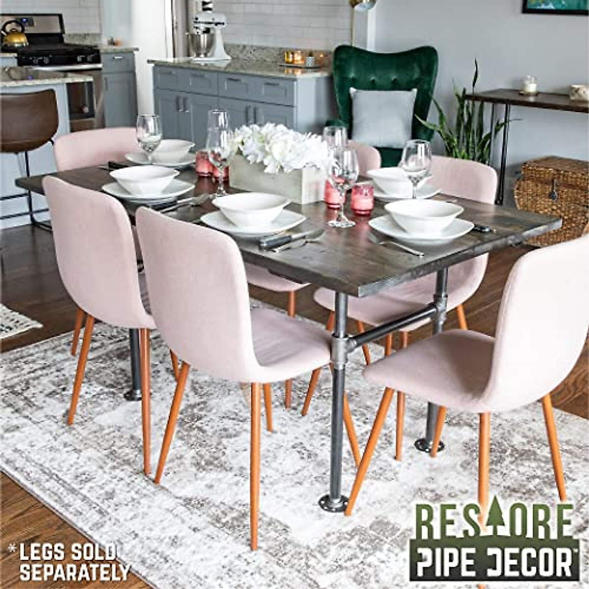 Restore by Pipe DÉCOR Solid Wood Desk or Dining Table Top, Reclaimed Ponderosa Pine in Boulder Black, 60 in. x 36 in. x 1.25 in