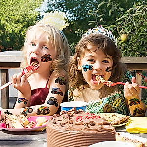 Monster Truck Temporary Tattoos for Kids | Birthday Party Supplies Favors Super Cute Fake 96PCS Tattoos Stickers Party Decorations Boys Girls School Rewards Gifts