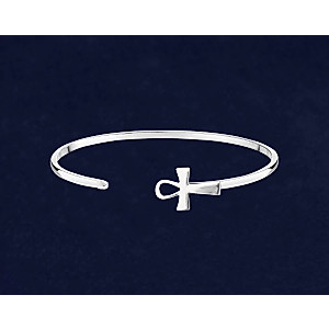 Religious Elegant Cross/Crucifix Bangle Bracelet – Bracelets with Silver Cross for Religious Groups, Faith Based, Gift-Giving/Confirmation Gift and Church Fundraising Item - 1 Bracelet