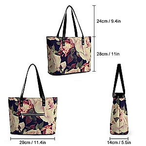 Womens Handbag Roses Floral Pattern Leather Tote Bag Top Handle Satchel Bags For Lady