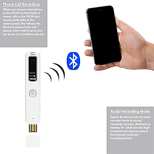 RecorderGear PR200 Bluetooth Cell Phone Call Recording Device, iPhone and Android Mobile Recorder