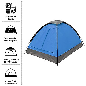 2 Person Tent – Rain Fly & Carrying Bag – Lightweight Dome Tents for Kids or Adults – Camping, Backpacking, and Hiking Gear by Wakeman Outdoors
