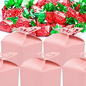 JJYHEHOT 50 PCS Pink Butterfly Favor Box, Birthday Candy Gift Box, Baby Shower Party Treat Box, Wedding Bridal Showers Chocolate Box
