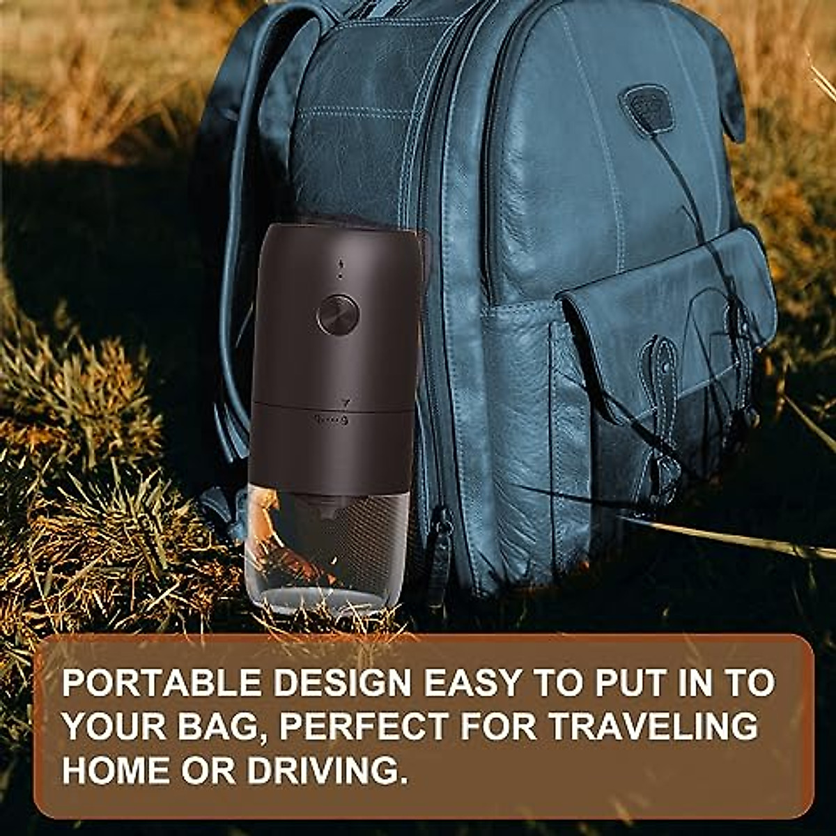 Wasailife Electric Black Coffee Grinder with Adjustable Coarseness Grind Settings and USB Charging with Cleaning Brush for Easy Cleaning, Portable Coffee Bean Grinder (black)