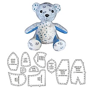Memory Bear Template Ruler Set with Instructions - Memory Bear Sewing Patterns Template, Acrylic Quilting Template Cutting Set for Sewing Bear Pattern Template Home Sewing Art Craft