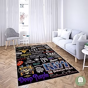 80s Rock Bands Poster Rug, Rappers Hip Hop Music Area Rugs, Gift for Music Lovers, Rock Music Decoration, Popular Gift for Men and Women, Non-Slip Carpet 01