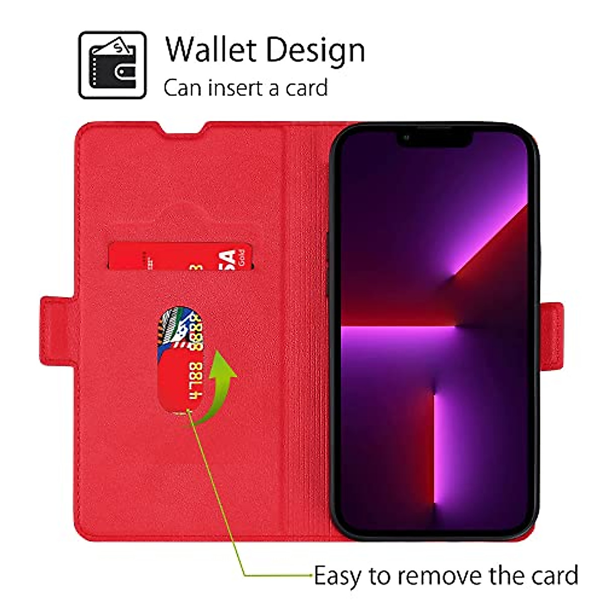 Fansipro Wallet Folio Case for Oppo Reno 2, Premium PU Leather Slim Fit Cover for Reno 2, 1 Card Slot, Handy, Red