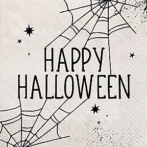 Spider Web Halloween Themed Party Supplies - Bundle Includes Paper Plates and Napkins for 20 Guests