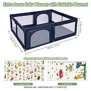 Large Baby Playpen, Playpen for Babies and Toddlers, Extra Safe with Anti-Collision Foam Baby Fence, Indoor & Outdoor Playard Kids Activity Center