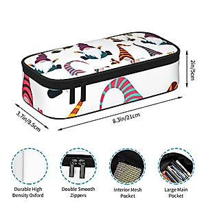 Xmas Funny Gnomes Pencil Pouch, Pencil Bag Flip Pen Box, Large Capacity Compartment Pencil Pouches School Teenagers Boys And Girls