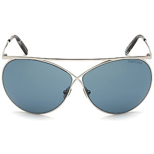 Tom Ford TF761 16V Sunglasses Silver Frame Blue Lenses