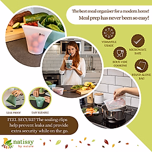 Reusable Bags Silicone, 8-Pack Silicon Storage Food Bags for Sandwich, Snacks and Lunch, Large & Small Silicone Bags Reusable Storage, Thick Silicone Food Containers, Freezer Baggies Dishwasher Safe