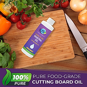 8oz US+ 100% Pure Mineral Oil - Cutting Board Oil - Food-Grade - USP - GMO-Free - Restores & Protects Cutting Boards, Butcher Blocks, Countertops, Steel Surfaces & More