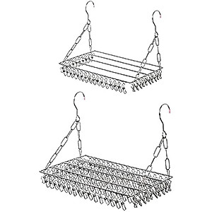 ZyHMW Clothes Airer Balcony Folding Shoe Drying Rack Clothes Airer Stainless Steel Laundry Hook Clip, Clothes Airer (No. of Pegs : 100) (Size : 36)