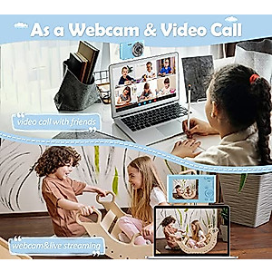 UIKICON Digital Camera, FHD 4K 44MP Kids Camera Video Camera with 32GB SD Card 16X Digital Zoom, Compact Point and Shoot Camera Portable Small Camera for Teens Students Boys Girls-Light Blue