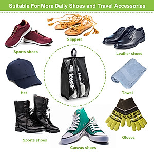 12 Pieces Shoe Bags for Travel Large Shoe Organizer for Men Women Waterproof Portable Shoe Bags with Sturdy Zipper for Travel Home Luggage Handbag, Black, 7.9 x 15.7 Inch