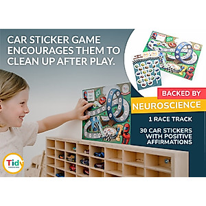 Wood Toy Car Storage Organizer Truck – Holds 48 Diecast Cars - Freestanding or Wall Display Case Shelf – Matchbox & Hot Wheels Car Compatible, FSC Wood, Included Cleanup Game – Toy Storage for Ages 3+