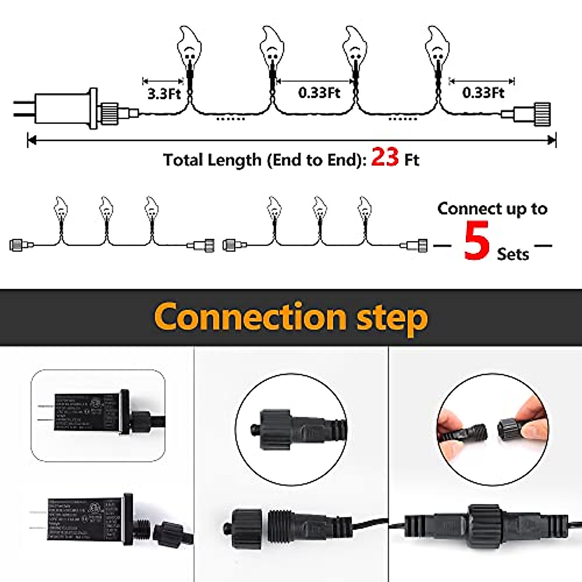 RECESKY 60 LED Halloween String Lights - 19.4ft Purple Ghost String Light with 30v Plug in, Extendable 8 Modes Halloween Lighting for Outdoor Garden Yard House Bedroom Halloween Party Decorations