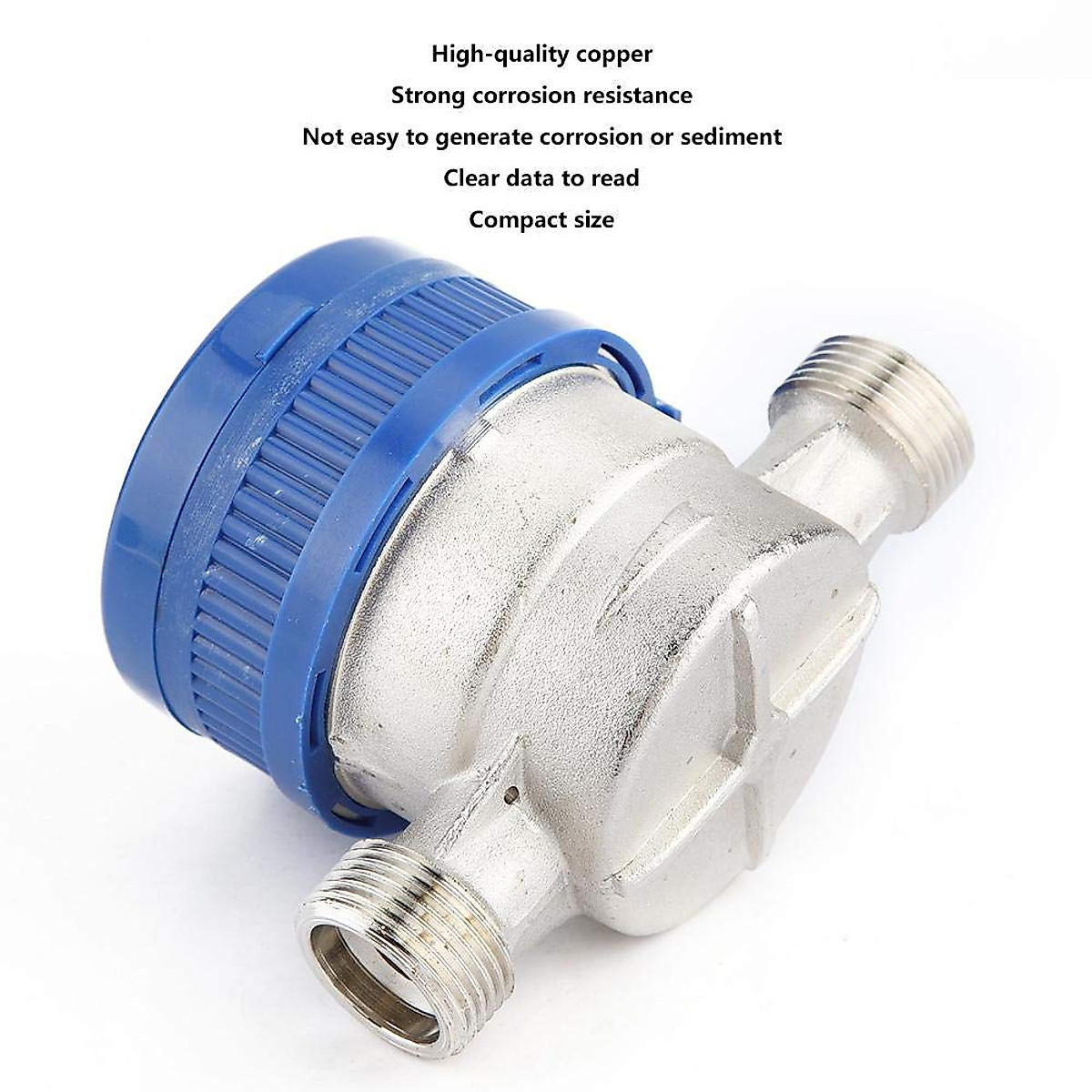 Water Flow Meter, Copper Mechanical Water Meter, Portable Water Flow Gauge, for Measuring Water Flow of Households or Gardens, with Mounting Accessories