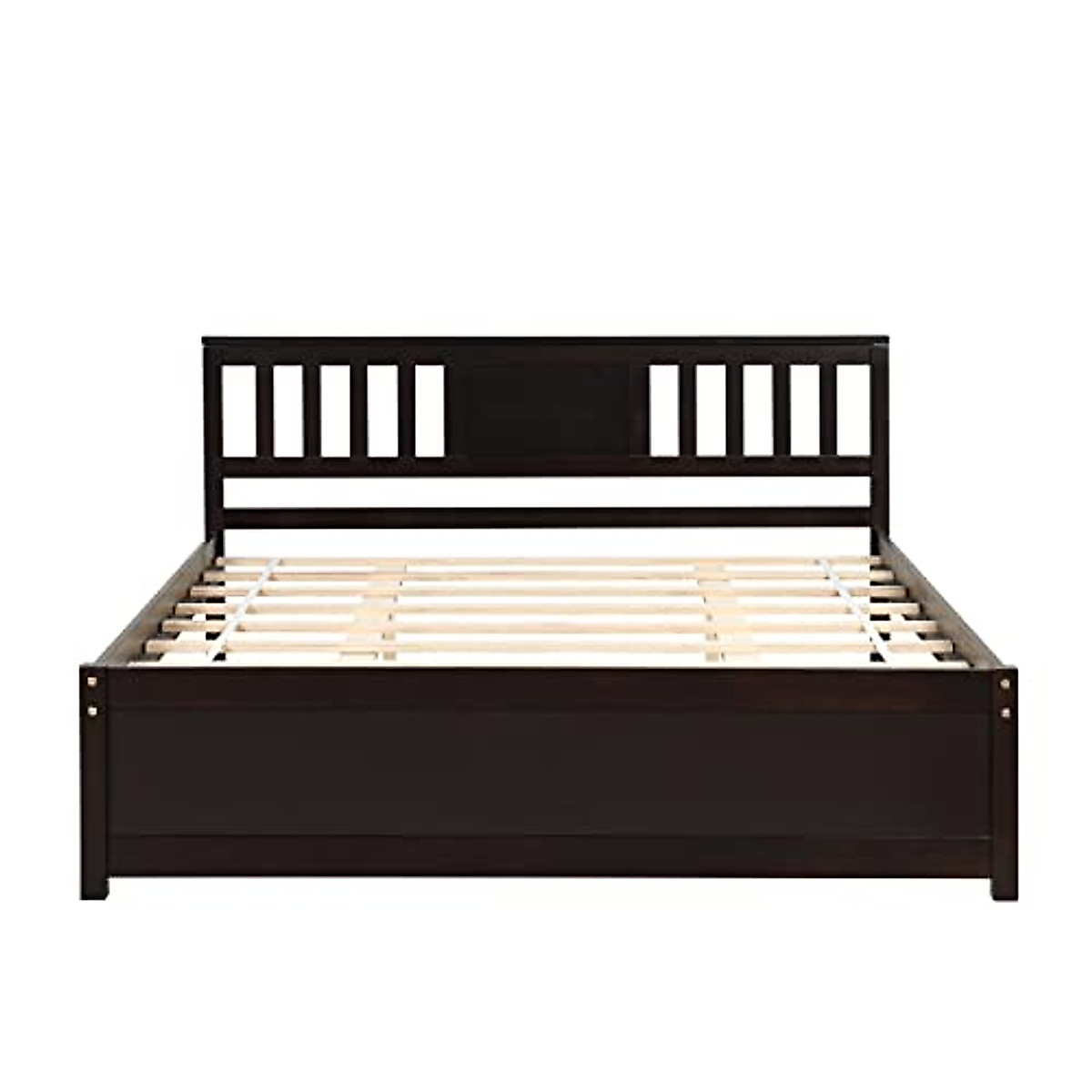 HAUSHECK Queen Bed Frame w/Headboard, Modern Platform Bed with 12" Under Storage Space, Queen Wood Bed Frame No Box Spring Needed for Kids, Teen, Adults, Wooden Slats Support Mattress Foundation