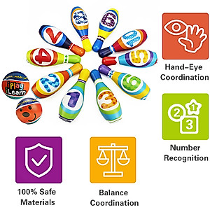 iPlay, iLearn Kids Bowling Toys Set, Toddler Indoor Outdoor Activity Play Game, Soft 10 Foam Pins Two Balls Set, Educational Birthday Party Stocking Stuffer Gift 18 24 Month 2 3 Year Children Boy Girl