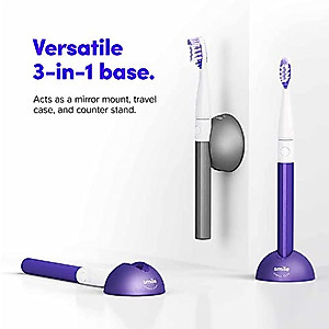 SmileDirectClub Electric Toothbrush Club Edition with Aligner Brush Head and 3-in-1 Travel Case, Mirror Mount, and Stand, Blurple