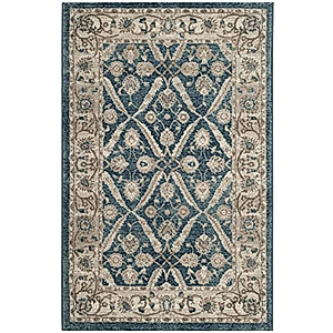 SAFAVIEH Sofia Collection 2' x 3' Blue / Beige SOF378C Vintage Oriental Distressed Non-Shedding Living Room Bedroom Accent Rug