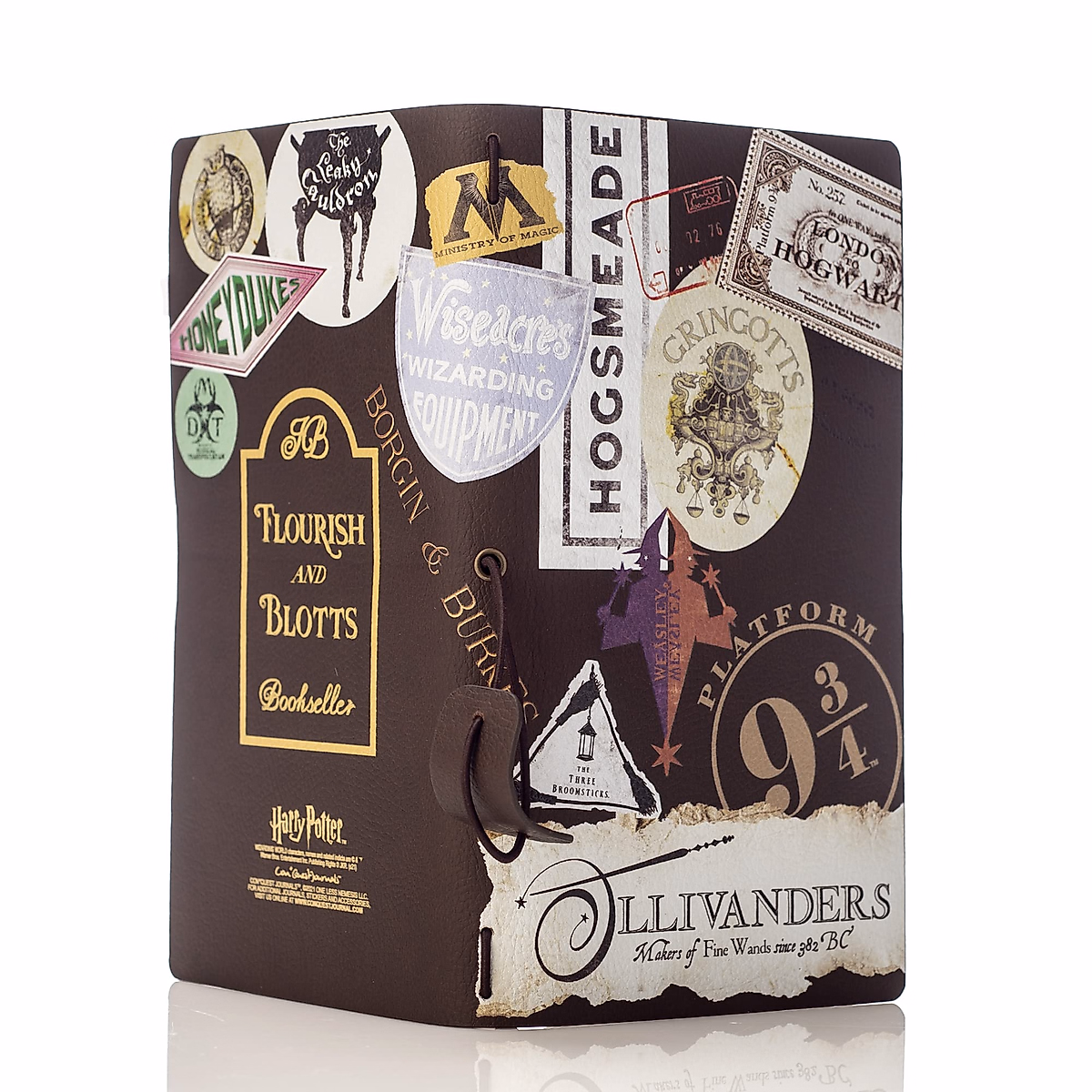 CON*QUEST Conquest Journals Harry Potter Travel Journal, Vegan Leather, 3 Inserts, 5 Bands, 2 Antiqued Binder Clips and Zipper Pouch. Designed For Everyday, Both Work and Play