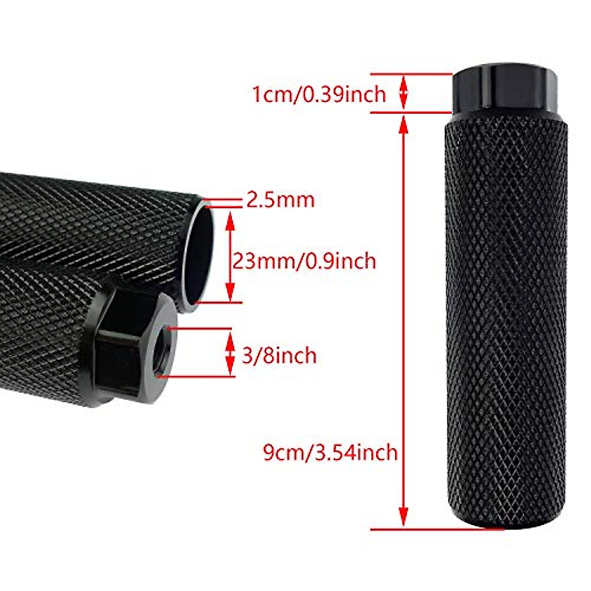 Zelerdo 2 Pairs Aluminum Alloy Bike Pegs for Mountain Bike Cycling Rear Stunt Pegs Fit 3/8 inch Axles (Pure black,100x28 mm)