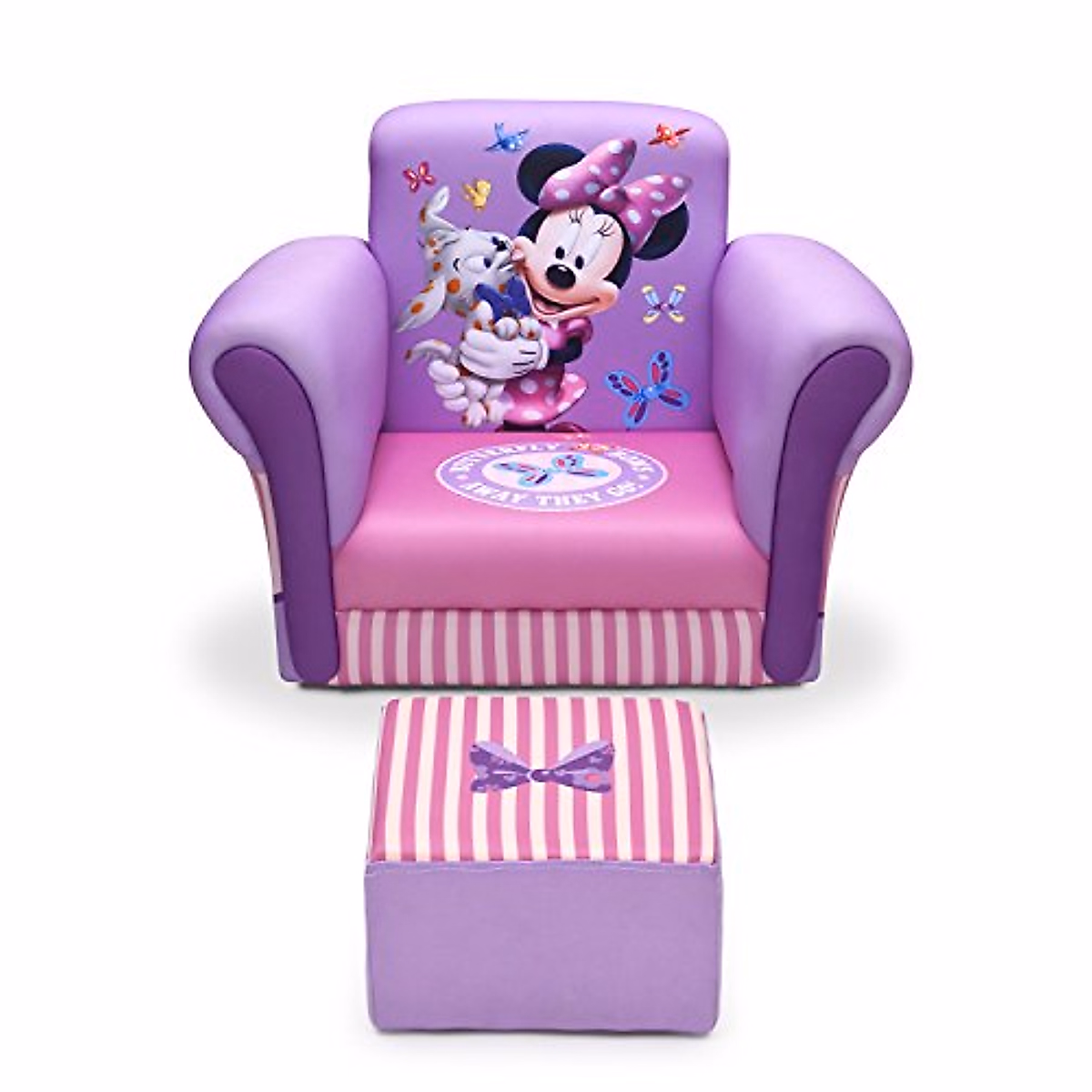 Delta Children Upholstered Chair with Ottoman, Disney Minnie Mouse